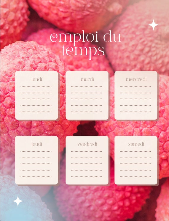 Emploi Du Temps a Imprimer/ Pink Weekly Planner | Etsy