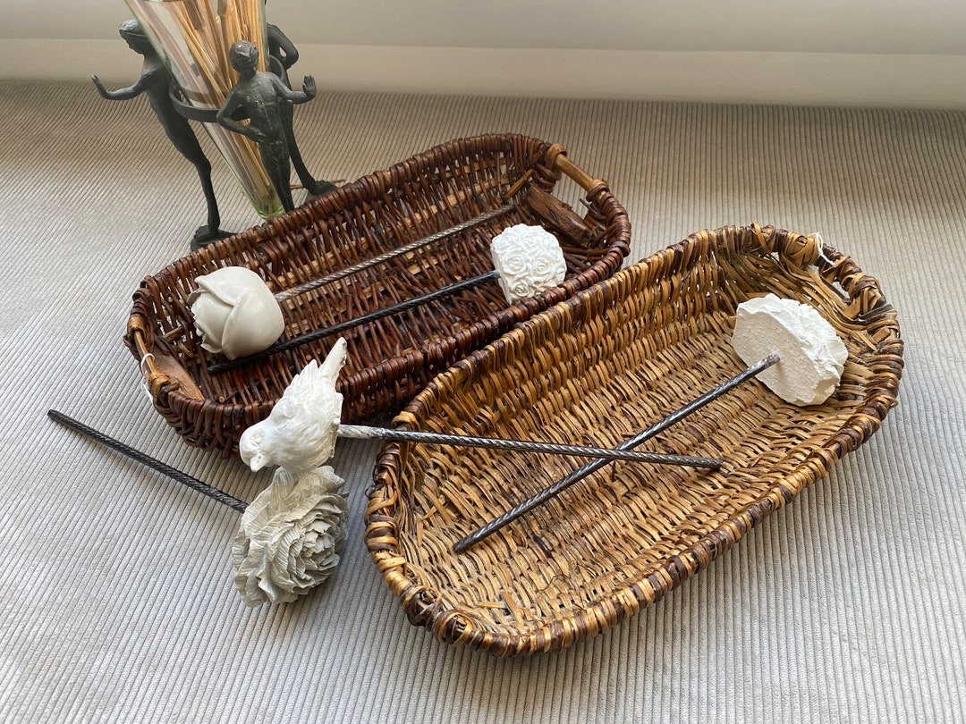 Two Very Beautiful Small Different Old Table Baskets, Rustic French ...