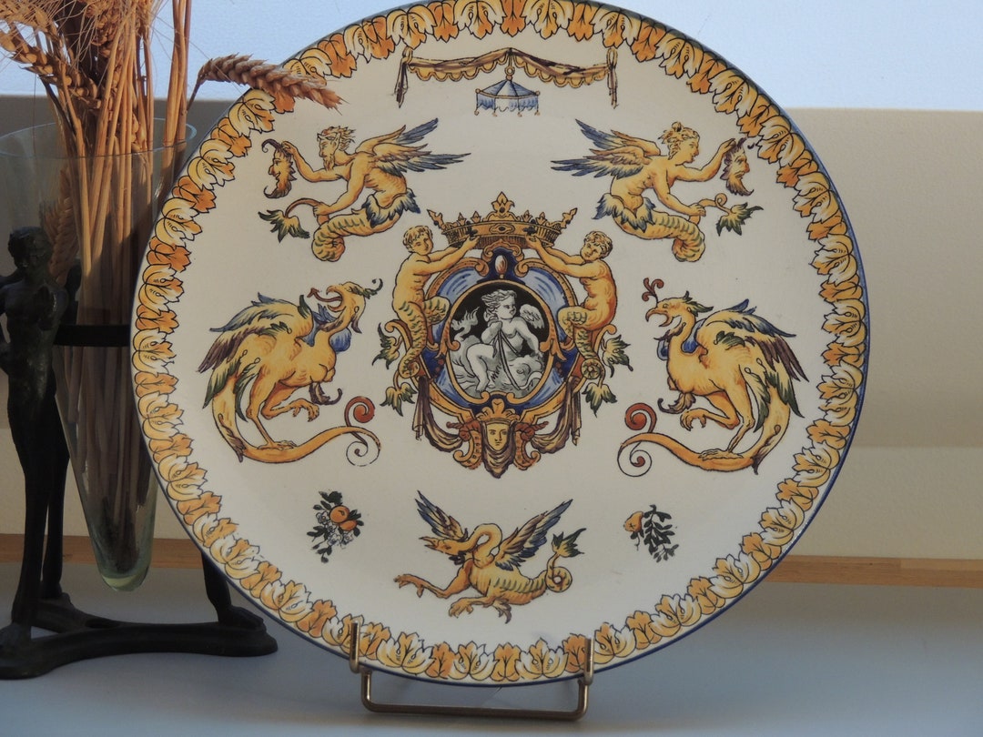 Superb Large GIEN Renaissance Earthenware Dish With White Background ...