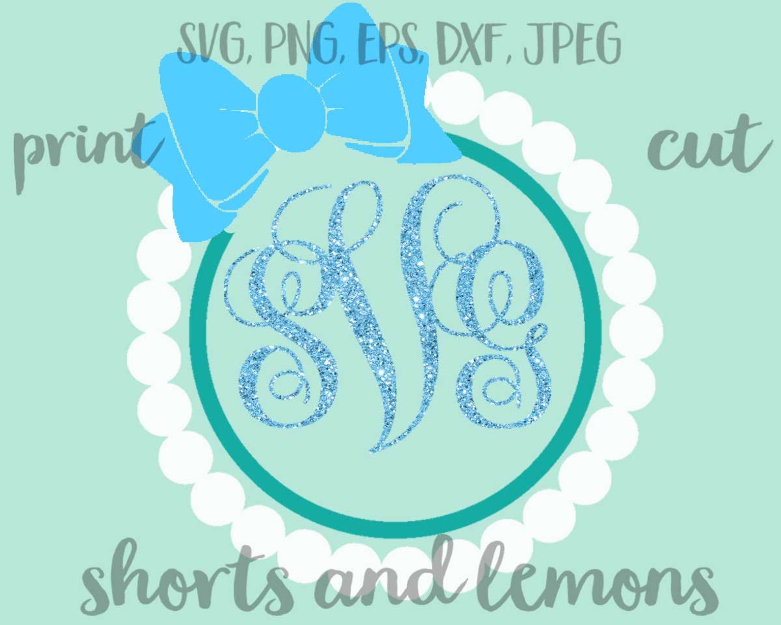 Pearl and Bow Monogram Svg Bow Pearls Svg Split Monogram | Etsy