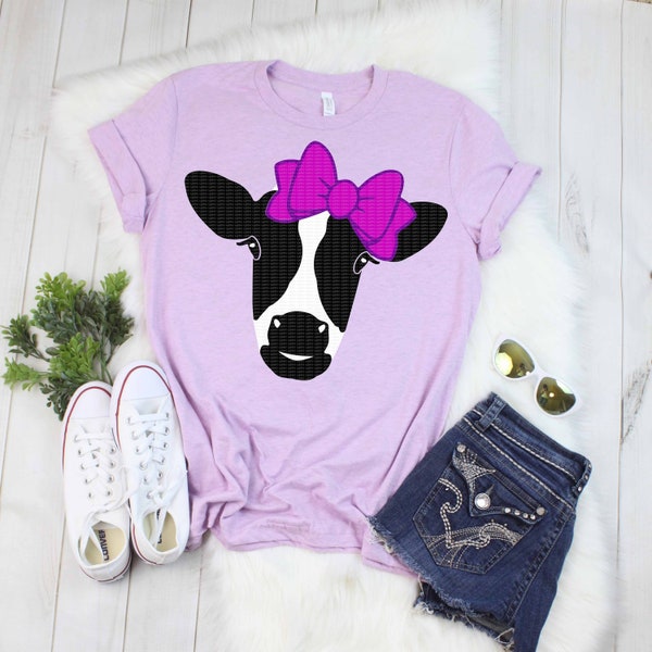 Cow With Bow Svg - Etsy