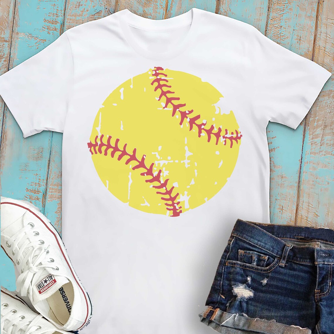 Softball Svg Distressed Softball Svg Dxf Eps Png Softball - Etsy