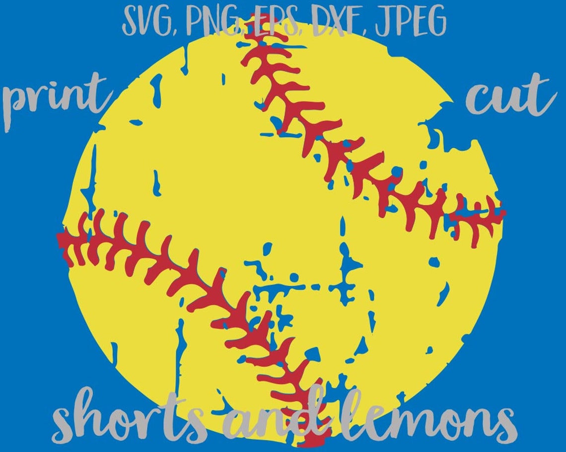 Softball Svg Distressed Softball Svg Dxf Eps Png Softball - Etsy
