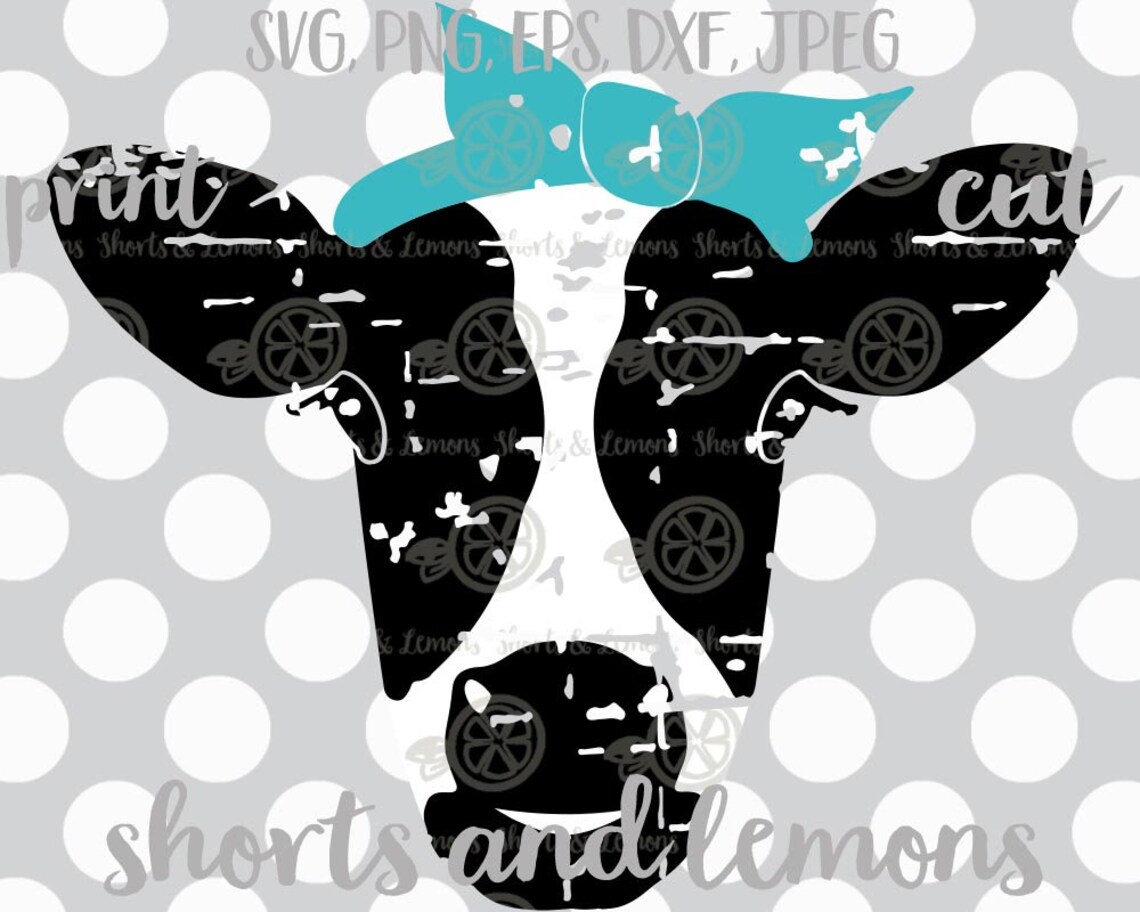 Cow SVG, Heifer Svg, Bandana, Svg, Grunge Svg, Farm Svg, SVG, Eps, Dxf ...