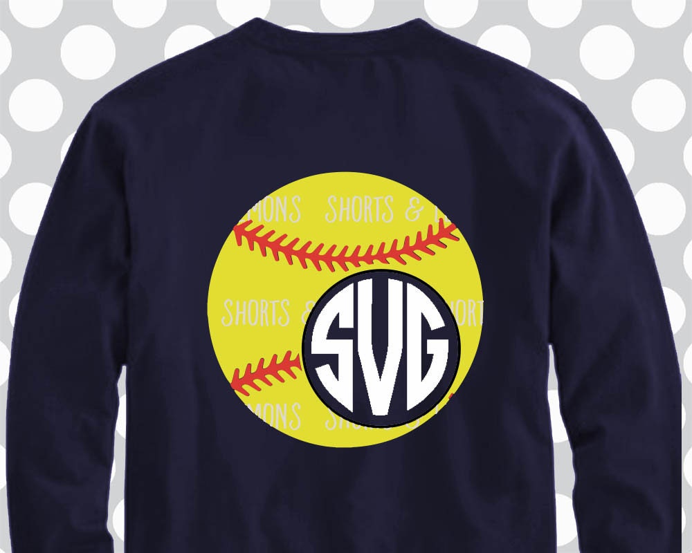 Softball Monogram Frame Svg Dxf Eps Svg Cutting Files Etsy