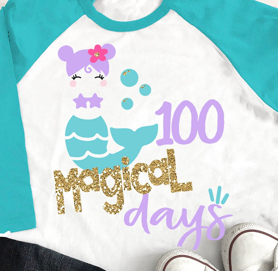 100 Days Svg 100th Day of School Svg Mermaid Svg 100 - Etsy