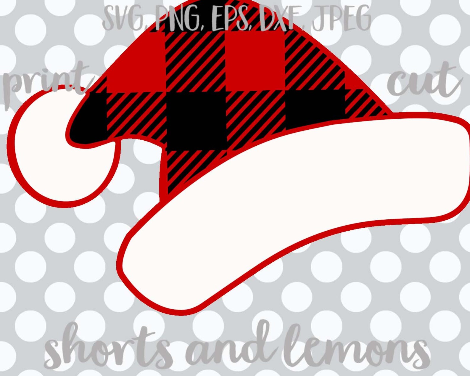 Santa Hat Svg Plaid Svg Christmas Svg Plaid Buffalo Plaid - Etsy