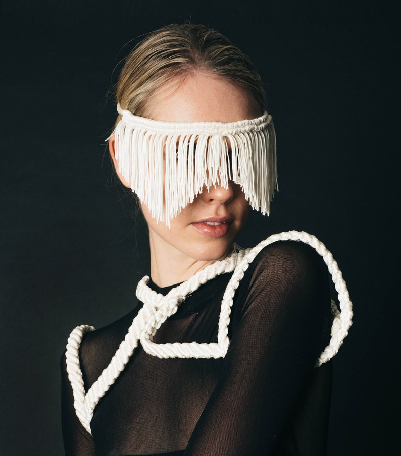 Sexy Bdsm Blindfold Fringed White Eye Mask Sexy Goddess Etsy