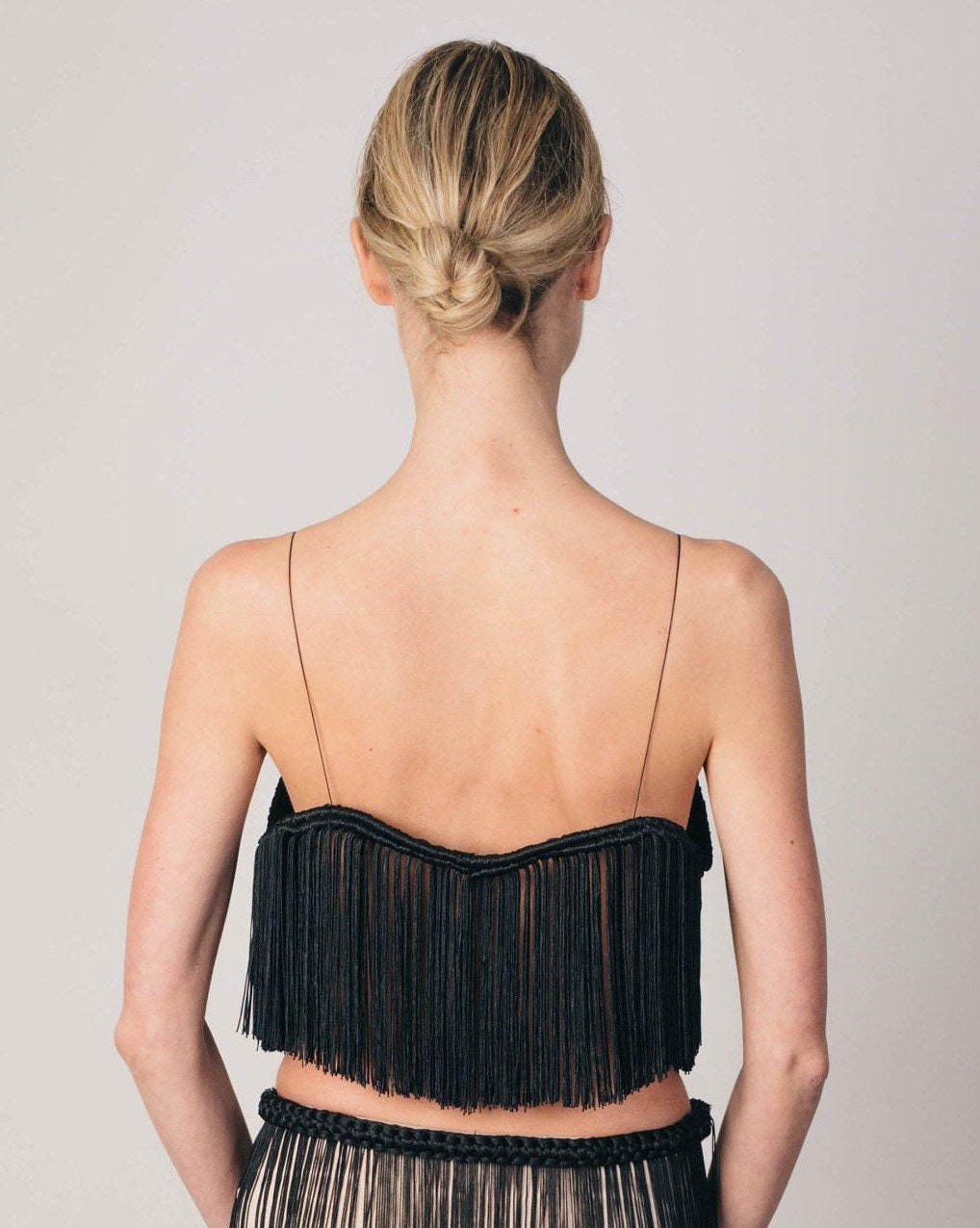 Black Coachella Top ALECTRONA Crop Top Black Tassel Top - Etsy