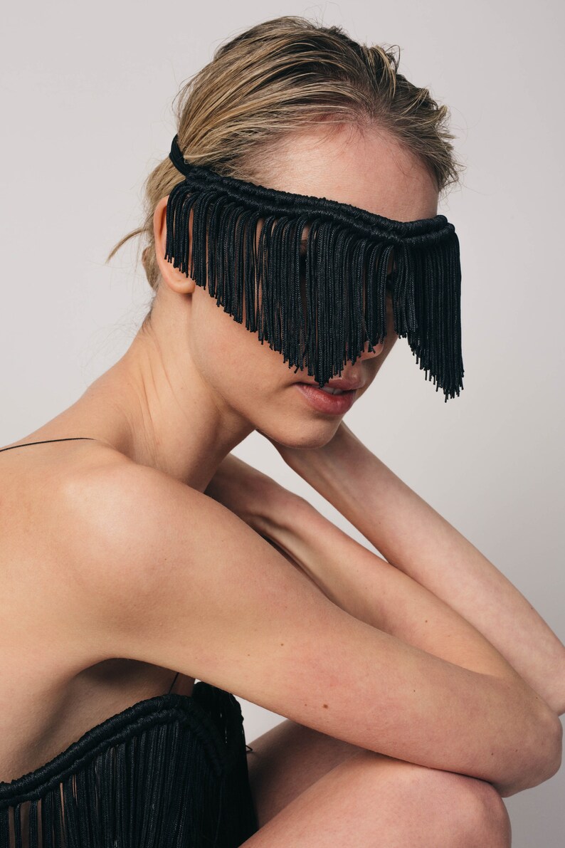Sexy Bdsm Blindfold Fringed White Eye Mask Sexy Goddess Etsy