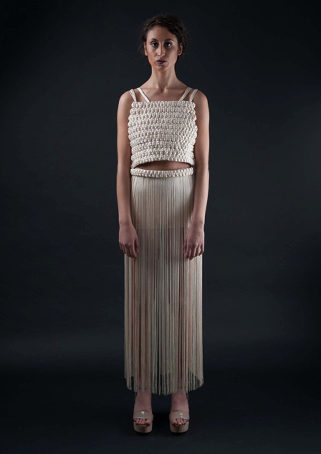 Macrame Cream White Fringe Skirt Plaited Belt Long Tassel - Etsy UK