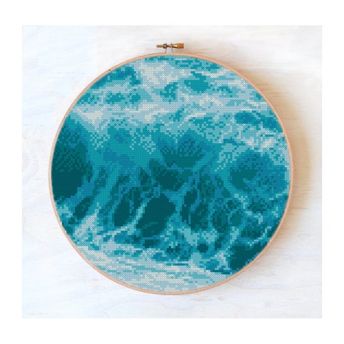 Ocean Wave Cross Stitch Pattern Modern Nature Cross Stitch - Etsy