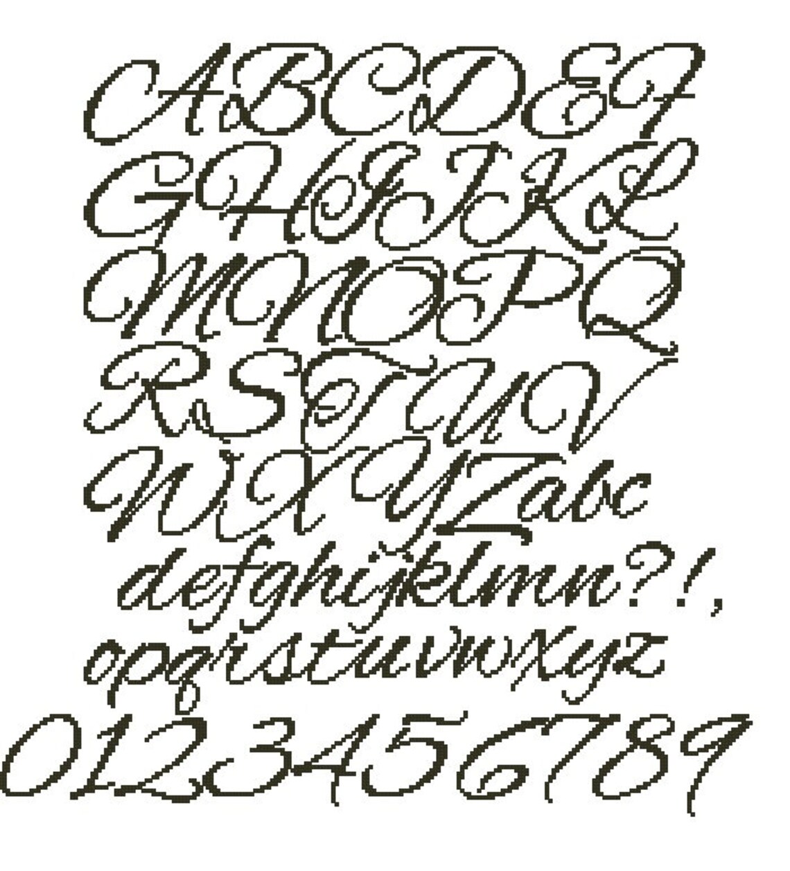 Full Alphabet Cross Stitch Pattern Handwriting Cross Stitch | Etsy