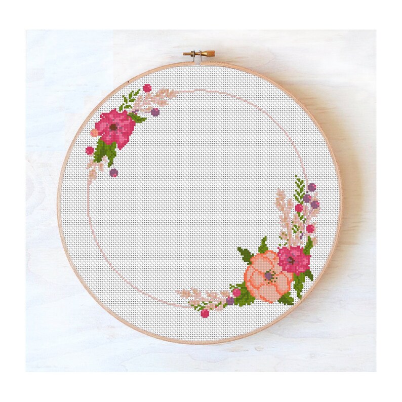 Cross Stitch Wreath Pattern Floral Wreath Cross Stitch - Etsy