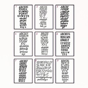 Cross Stitch Pack 9 Alphabets Handwritting Font Block - Etsy