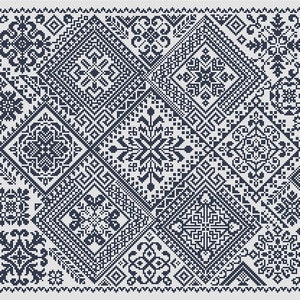 Large Cross Stitch Pattern Monochrome Ornament Mosaic Scandi - Etsy