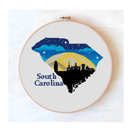 South Carolina Cross Stitch Pattern Charleston Silhouette USA - Etsy