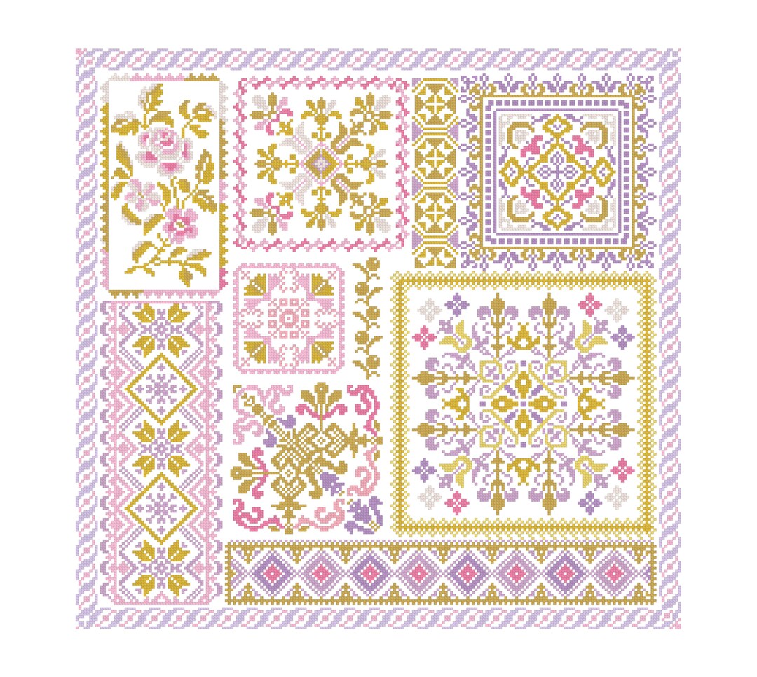 Folk Cross Stitch Samplers Modern Cross Stitch Inspired By Etsy