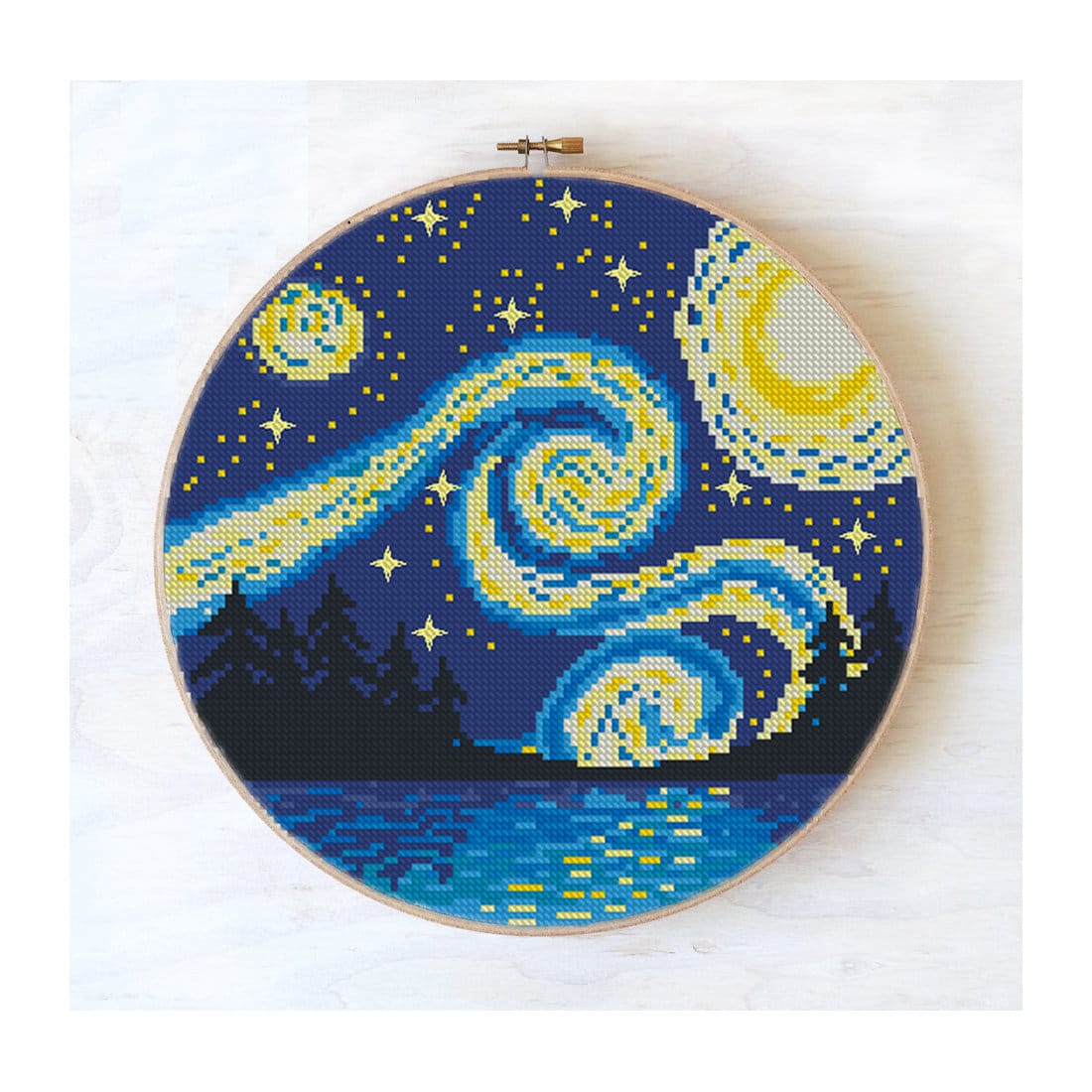 Cross Stitch Craft Supplies & Tools Moon and starry night cross stitch ...