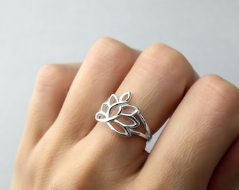 925 Sterling Silver Lotus Ring | Etsy