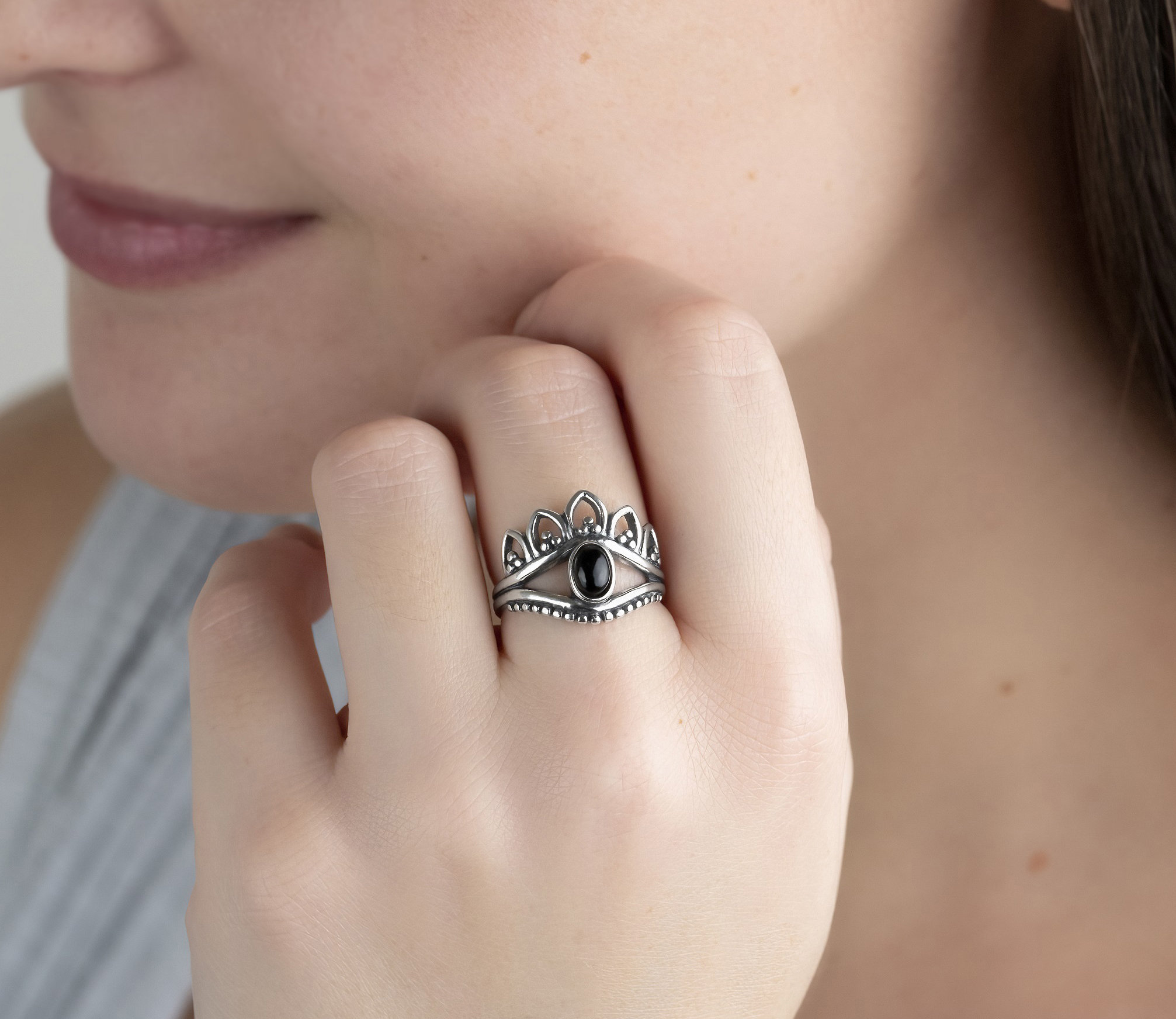 925 Sterling Silver Onyx Eye Ring Boho Ring With Black Onyx | Etsy