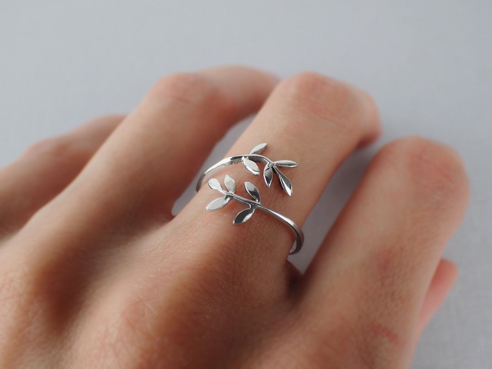 925 Sterling Silver Adjustable Leaf Ring Olive Leaves Ring | Etsy