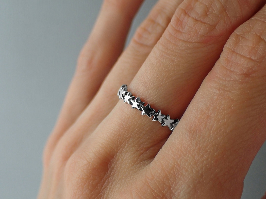 925 Sterling Silver Star Ring - Single Band Multiple Stars Ring in ...
