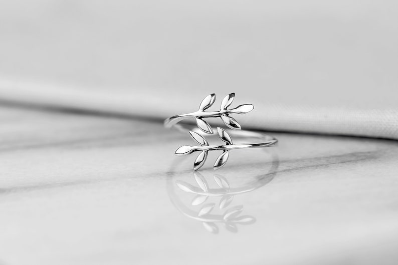 925 Sterling Silver Adjustable Leaf Ring Olive Leaves Ring - Etsy