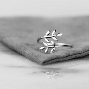 925 Sterling Silver Adjustable Leaf Ring - Olive Leaves Ring - Etsy