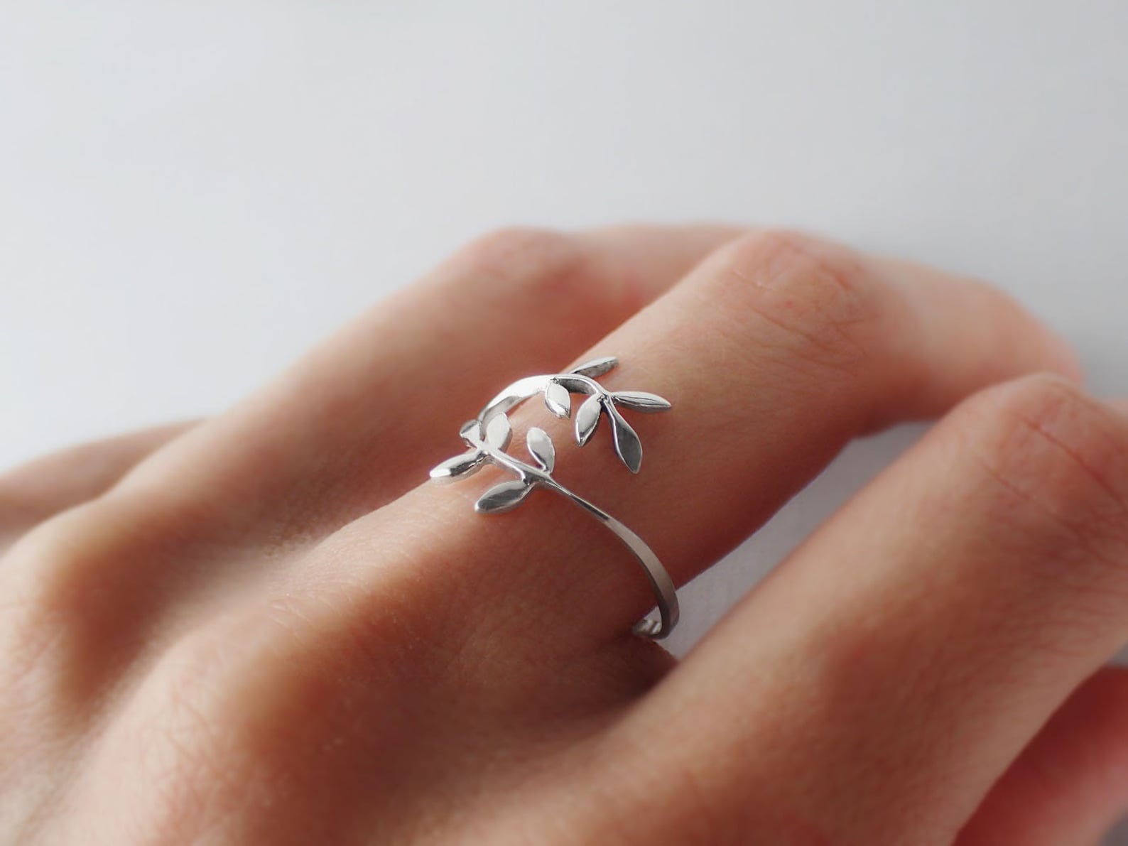 925 Sterling Silver Adjustable Leaf Ring Olive Leaves Ring | Etsy