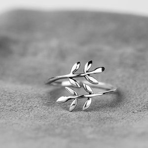 925 Sterling Silver Adjustable Leaf Ring - Olive Leaves Ring - Etsy