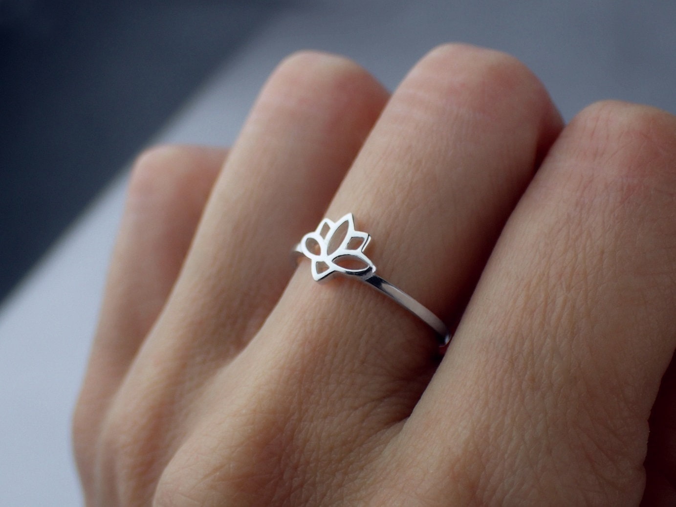 925 Sterling Silver Lotus Ring Lotus Ring in Silver - Etsy UK