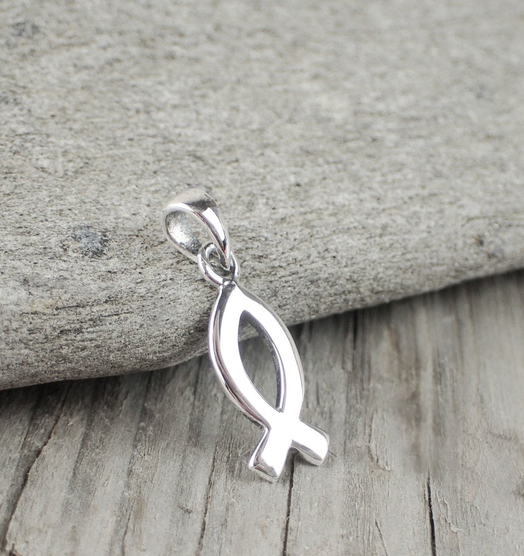 925 Sterling Silver Fish Ichthus Symbol Pendant - Etsy