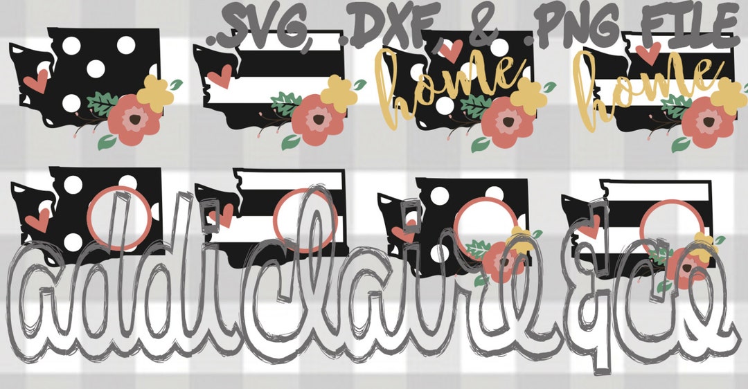 Floral, Stripe, & Polka Dot Washington Monogram Files svg, Png, Dxf - Etsy