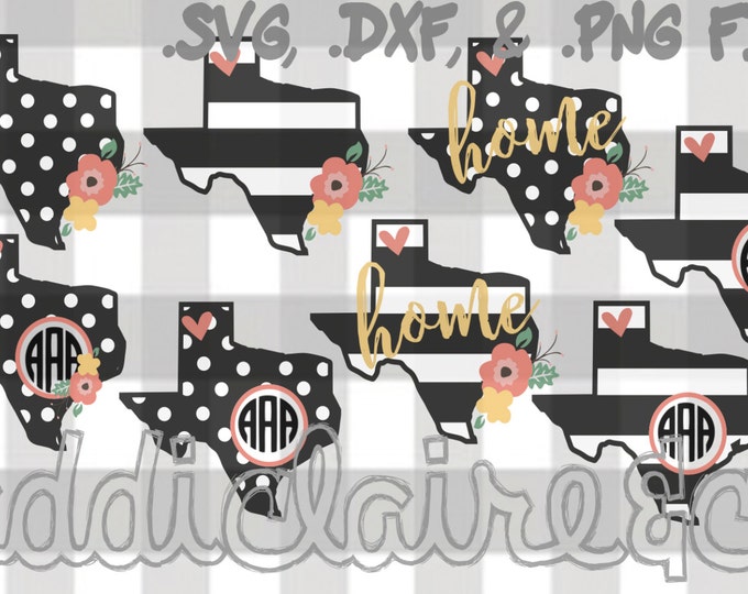 Floral Stripe & Polka Dot Texas Monogram Files .svg .png - Etsy