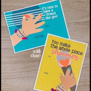Friendship Bracelet Valentines Printable Files, Kids Valentines, Teen ...