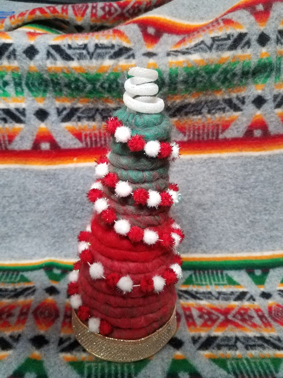Alpaca Yarn Christmas Tree - 9" Tree of Alpaca Core-spun Yarn in Red ...
