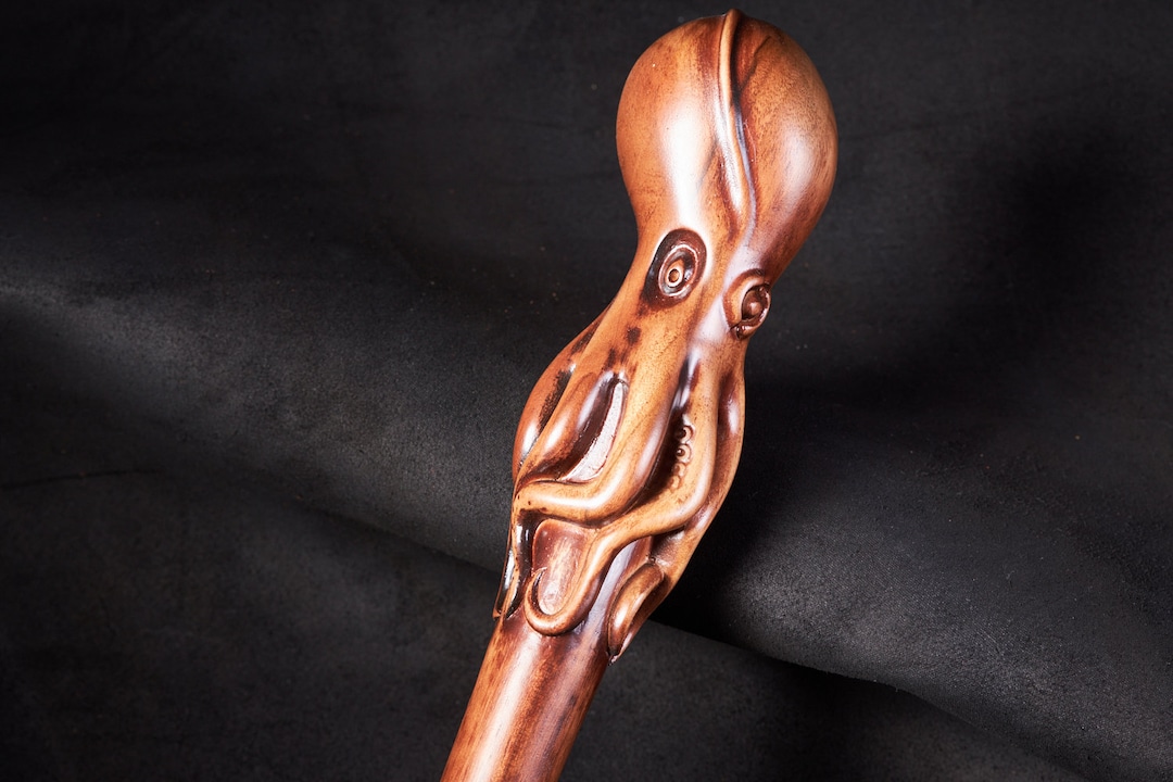 Octopus Walking Cane Handmade, Mens Walking Cane, Hand Carved Walking ...
