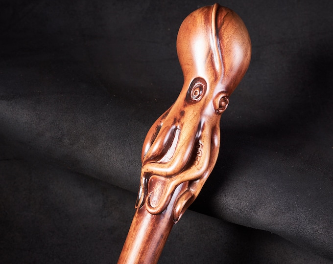 Octopus Walking Cane Handmade Mens Walking Cane Hand Carved - Etsy