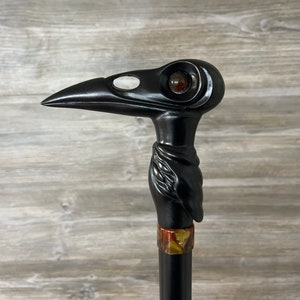 Black Raven Cane Walking Stick Wood Wooden Cane Handcarved Carving ...