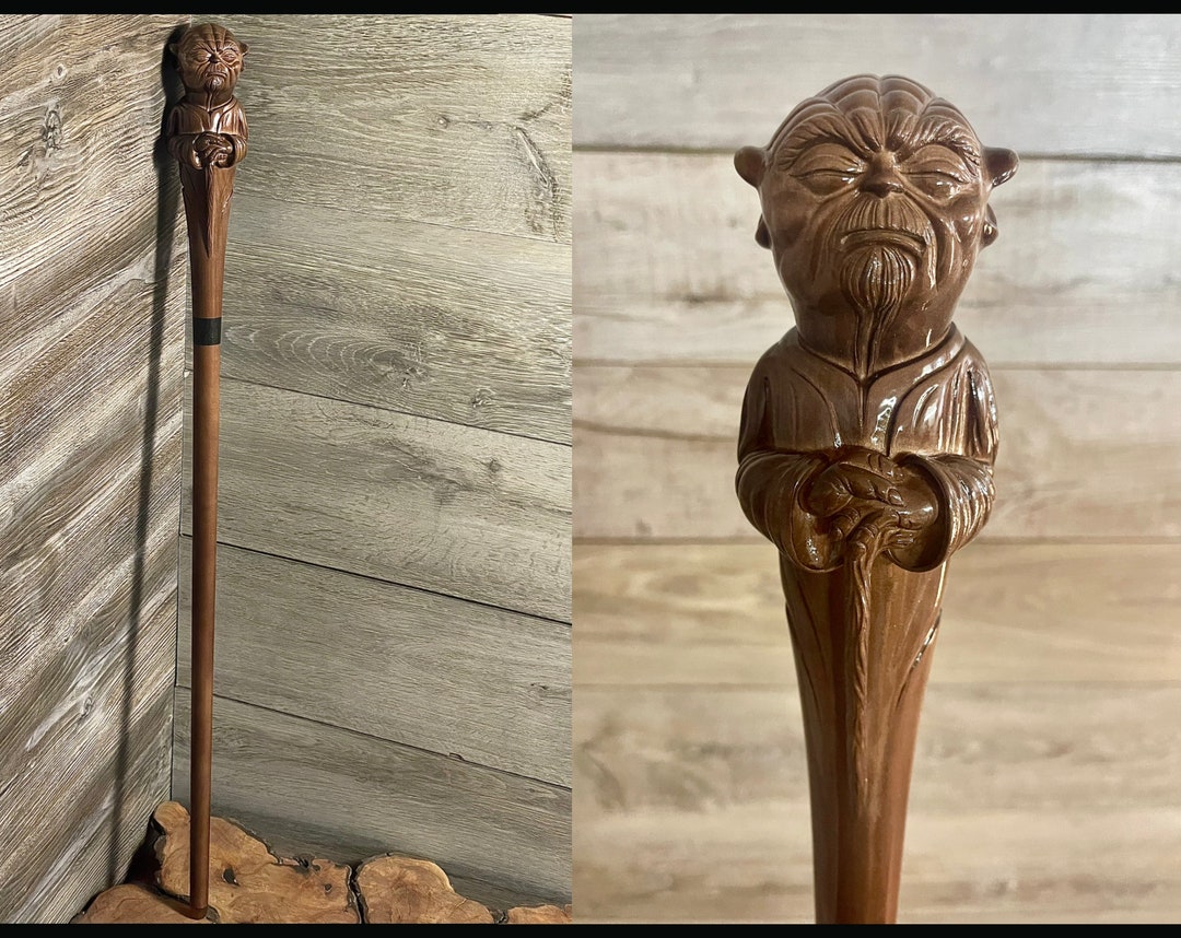 Hand Carving Y.O.D.A Pen Movie Star Props Wars Costume Wooden Cane for ...