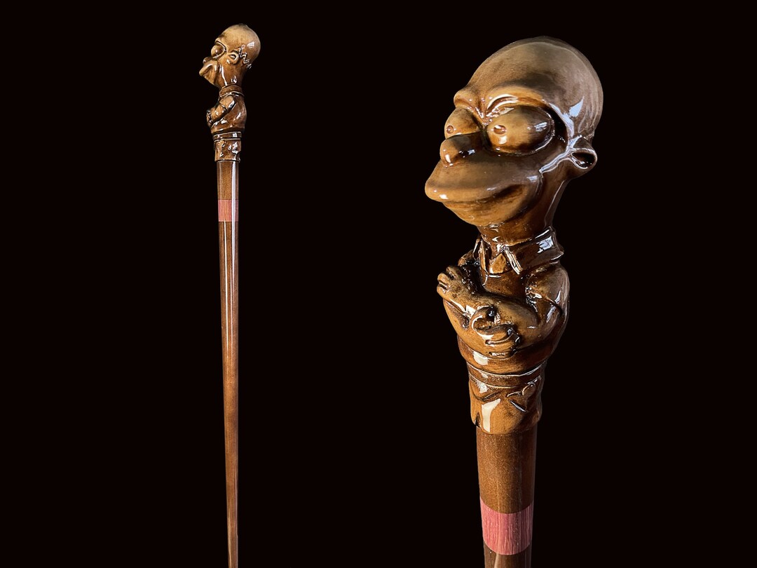 Homer Walking Stick, Walking Cane, Cane for Costume Parties, Carved ...
