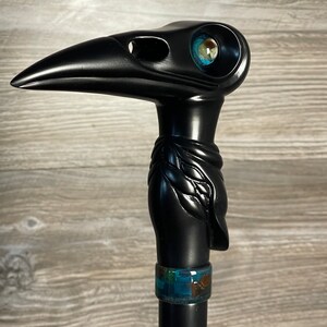 Black Raven Cane Walking Stick Wood Wooden Cane Handcarved Carving ...