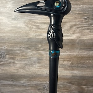 Black Raven Cane Walking Stick Wood Wooden Cane Handcarved Carving ...