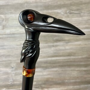 Black Raven Cane Walking Stick Wood Wooden Cane Handcarved Carving ...