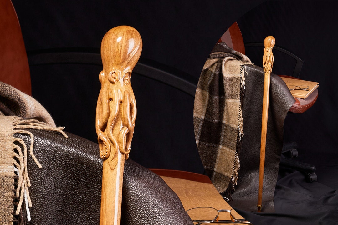 Octopus Walking Stick Cane Handmade Wooden Stick,octopus Decor, Unique ...
