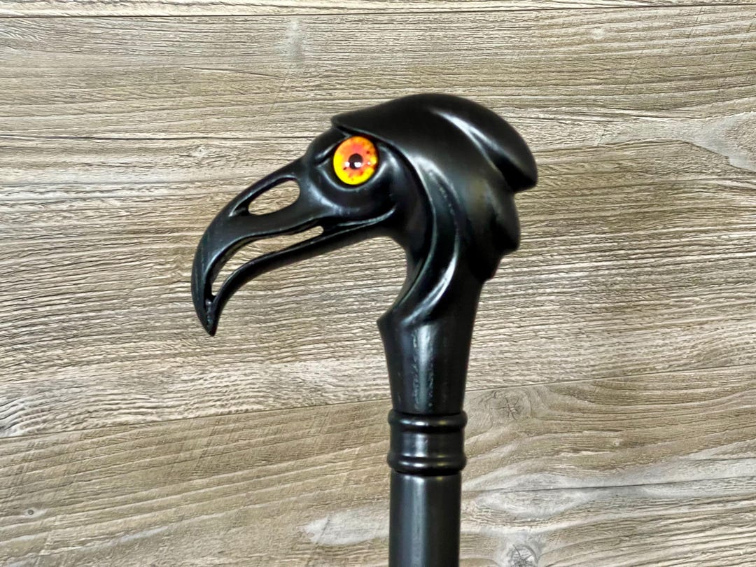 Black Raven Cane Walking Stick Wood Wooden Cane Handcarved Carving ...