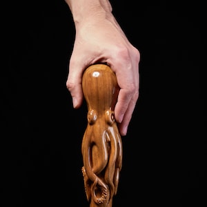 Octopus Walking Stick Cane Handmade Wooden Stick,octopus Decor, Unique ...