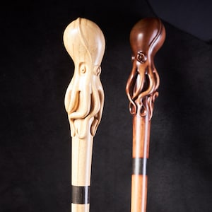 Octopus Walking Cane,carved Walking Cane,wooden Walking Cane, Elegant ...