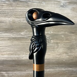 Black Raven Cane Walking Stick Wood Wooden Cane Handcarved Carving ...